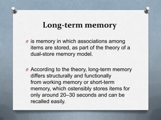 SENSORY REGISTER, SHORT & LONG-TERM MEMORY | PPTX