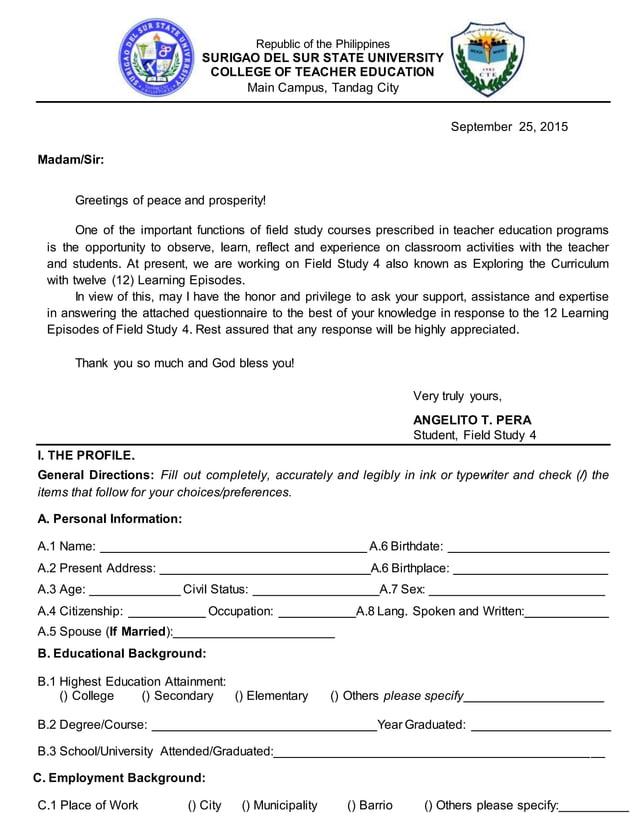 FS 4 Questionnaire | PDF