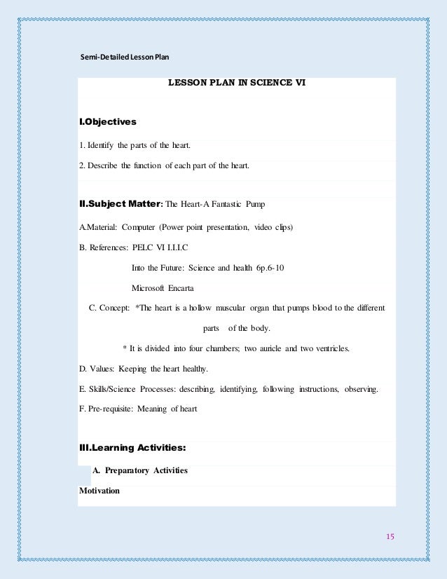 Sample Of Semi Detailed Lesson Plan In Mapeh Detailed Lesson Plan Sample Of Semi Detailed Lesson Plan In Mapeh Detailed Lesson Plan