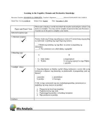 Fs 5 Learning Assessment Strategies | DOCX