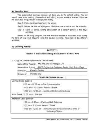 FIELD STUDY (FS) 6 - EPISODE 3 (2018) | DOCX