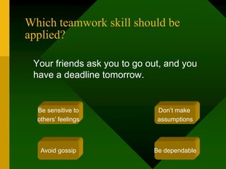 Teamwork Skills.ppt | Resume Writing and Advice | Job Search