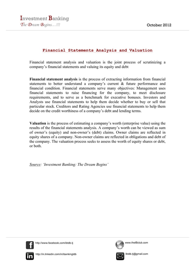 Financial Statements Analysis and Valuation | PDF | Stocks and Bonds | Personal Investing