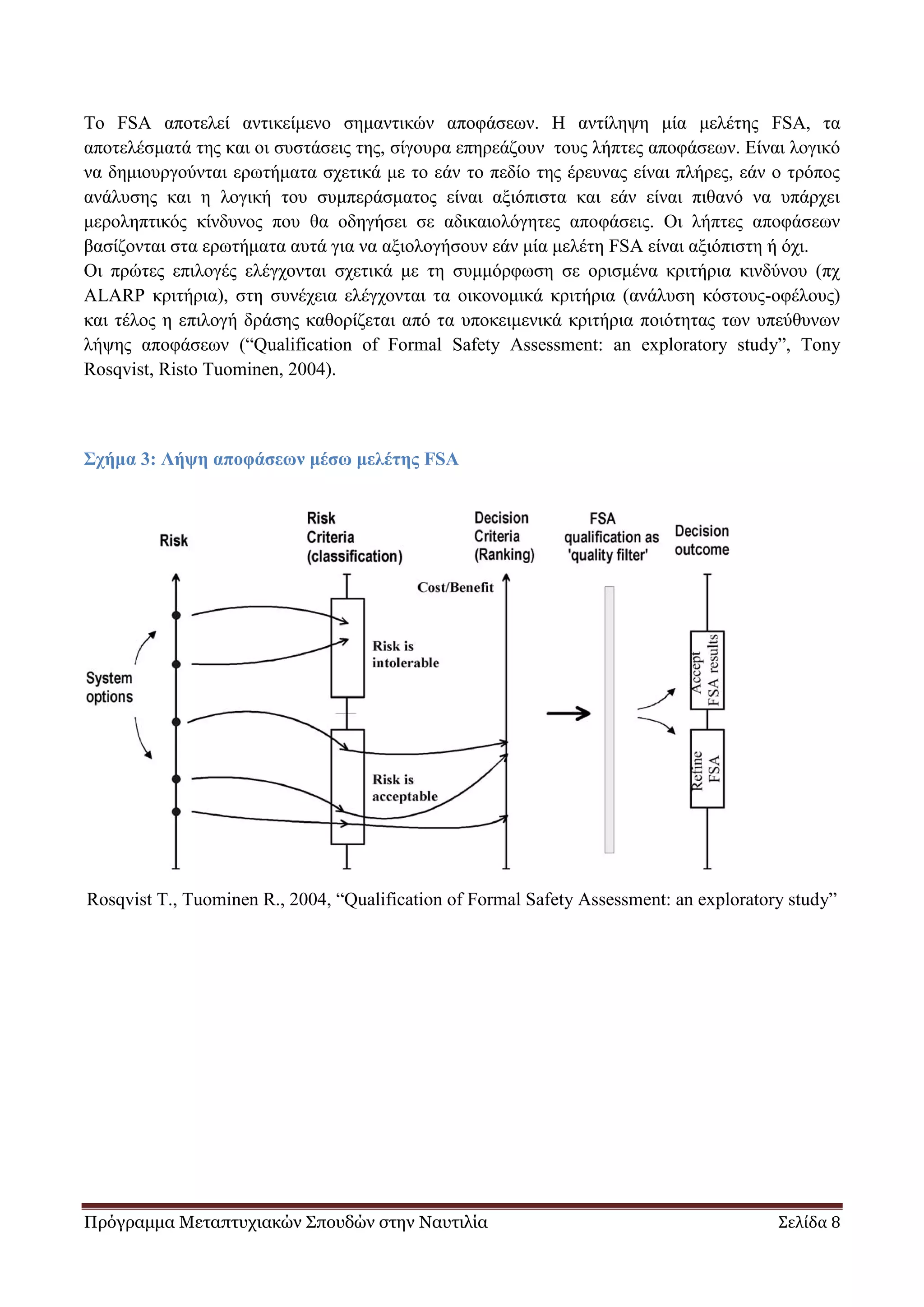 Τα βήματα της μεθοδολογίας του Formal Safety Assessment (FSA) και η ...