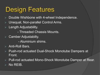 Research, Design and Manufacturing of Formula Student Racecar. | PPTX