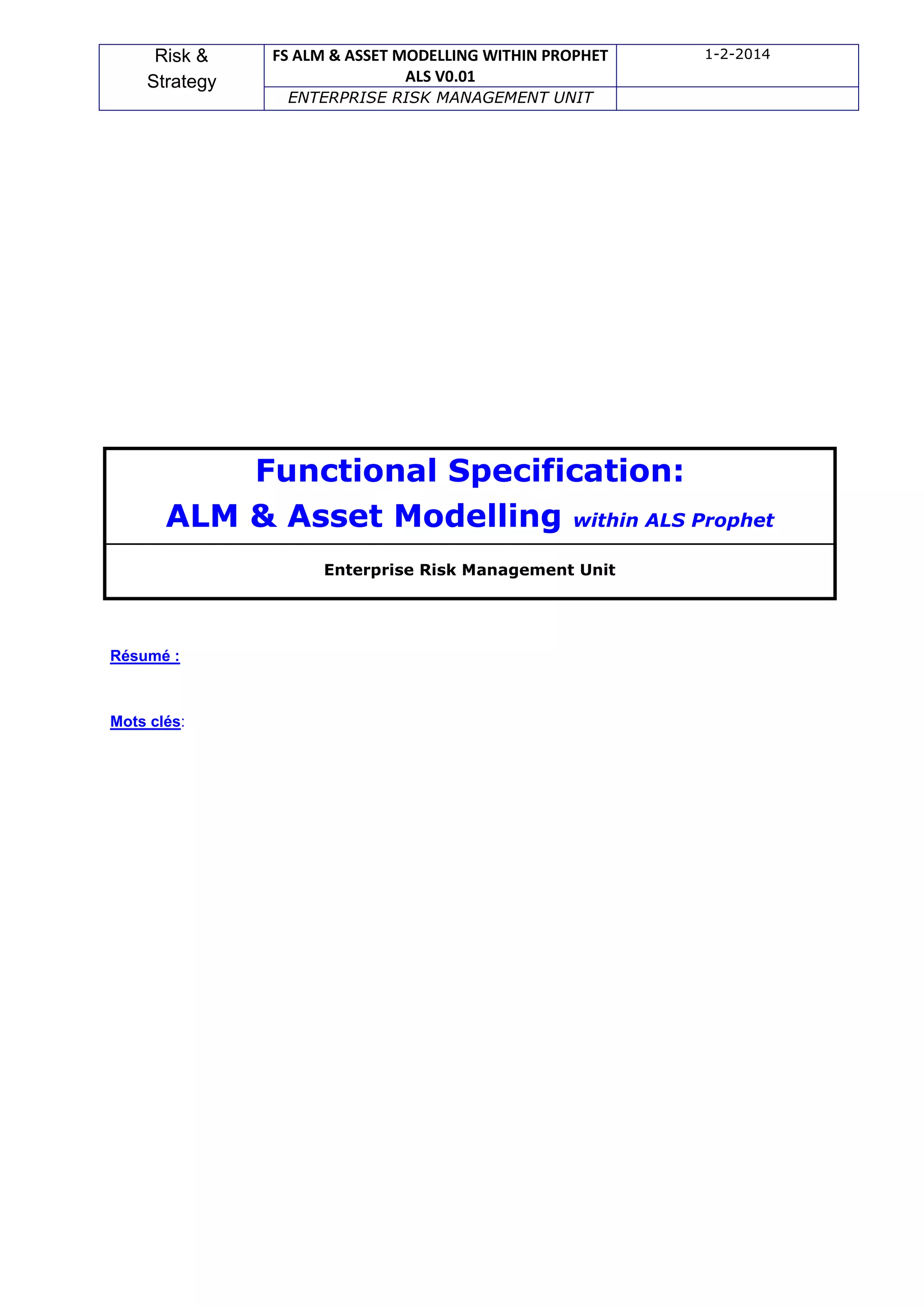 ALM and Asset Modelling within Prophet ALS | PDF