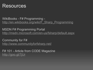 F# Sample and Resources | PPT