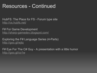 F# Sample and Resources | PPT