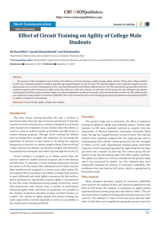 Effect of Circuit Training on Agility of College Male Students-Crimson ...