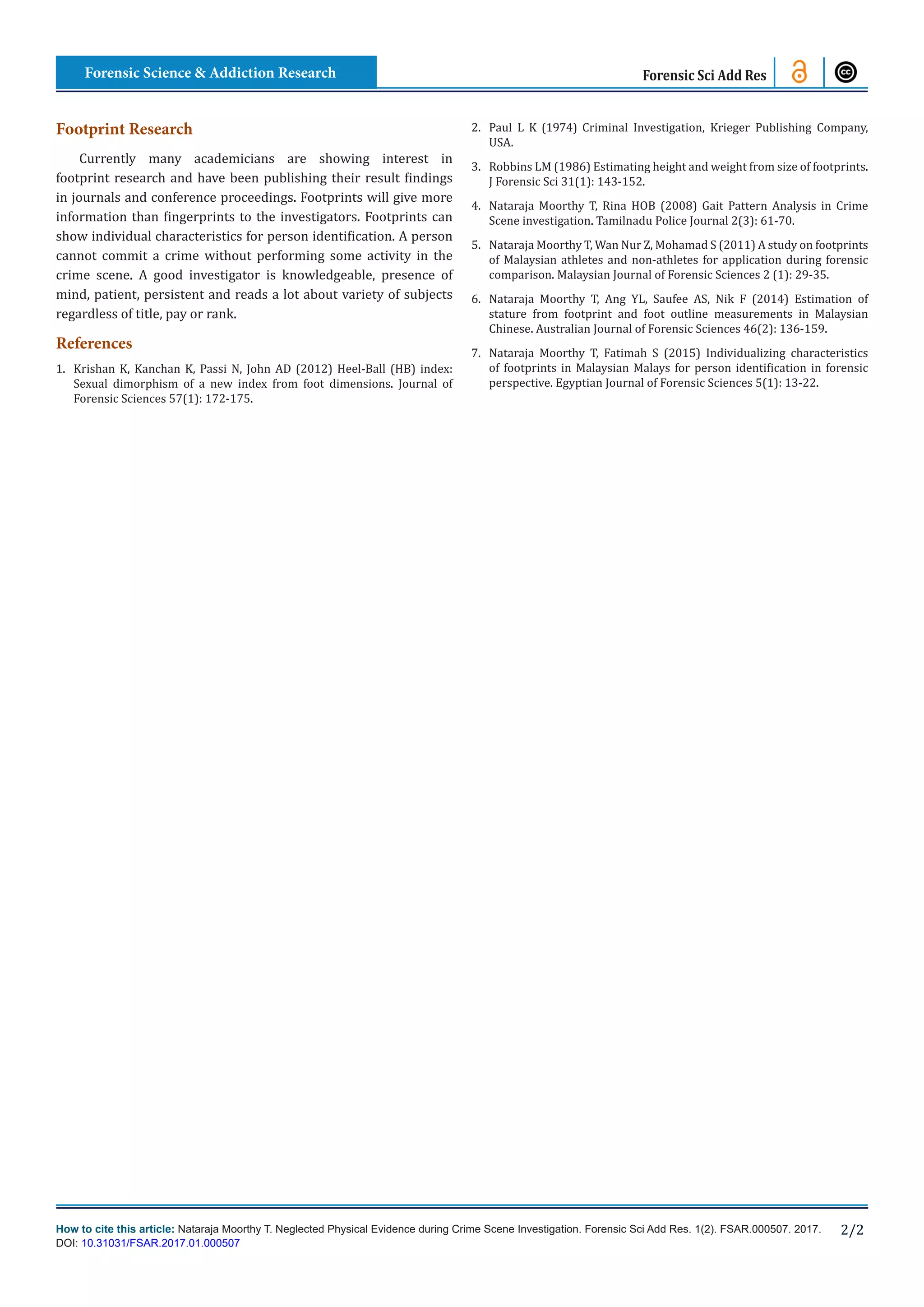 Crimson Publishers: Neglected Physical Evidence during Crime Scene ...
