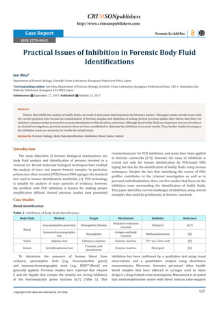 Crimson Publishers: Practical Issues of Inhibition in Forensic Body ...