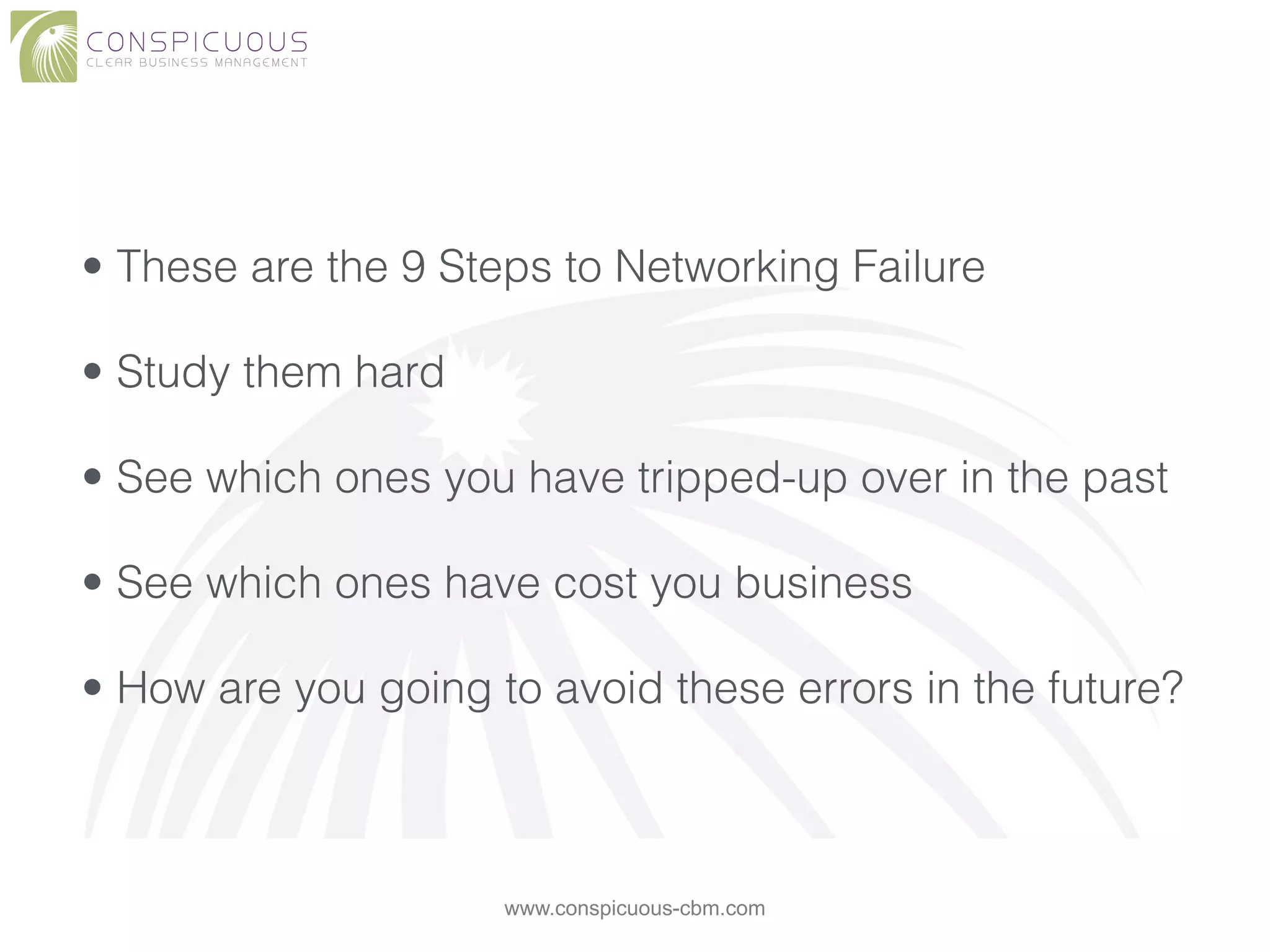 FSB North Staffs Presentation - 9 Steps To Fail At Business Networking