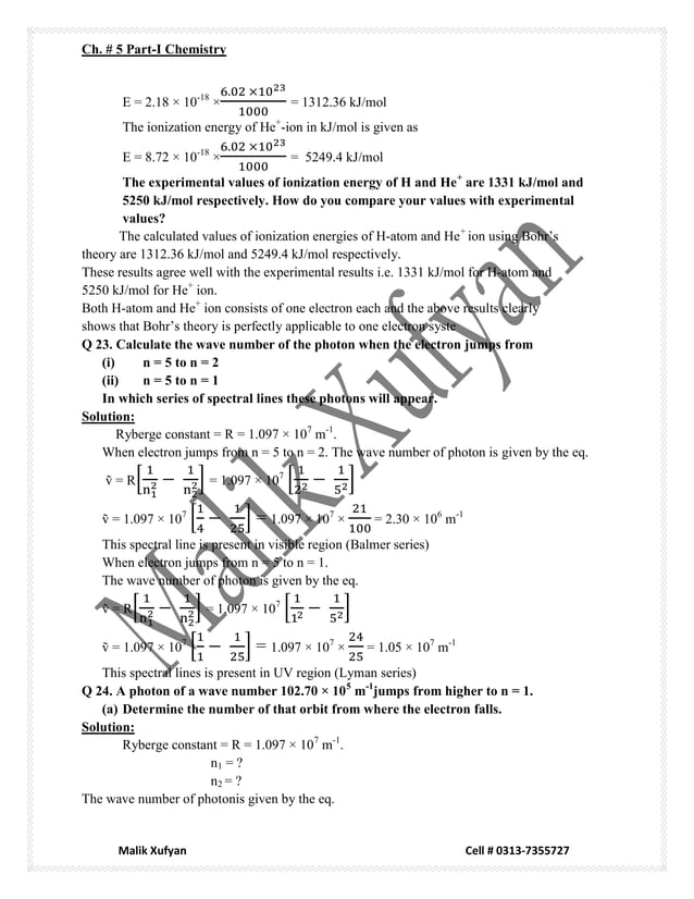 F.Sc.1.Chemistry.Ch.5.Numericals (Malik Xufyan) | PDF | Chemistry | Science