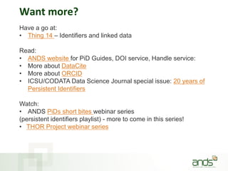 FSCI Persistent Identifiers | PPTX