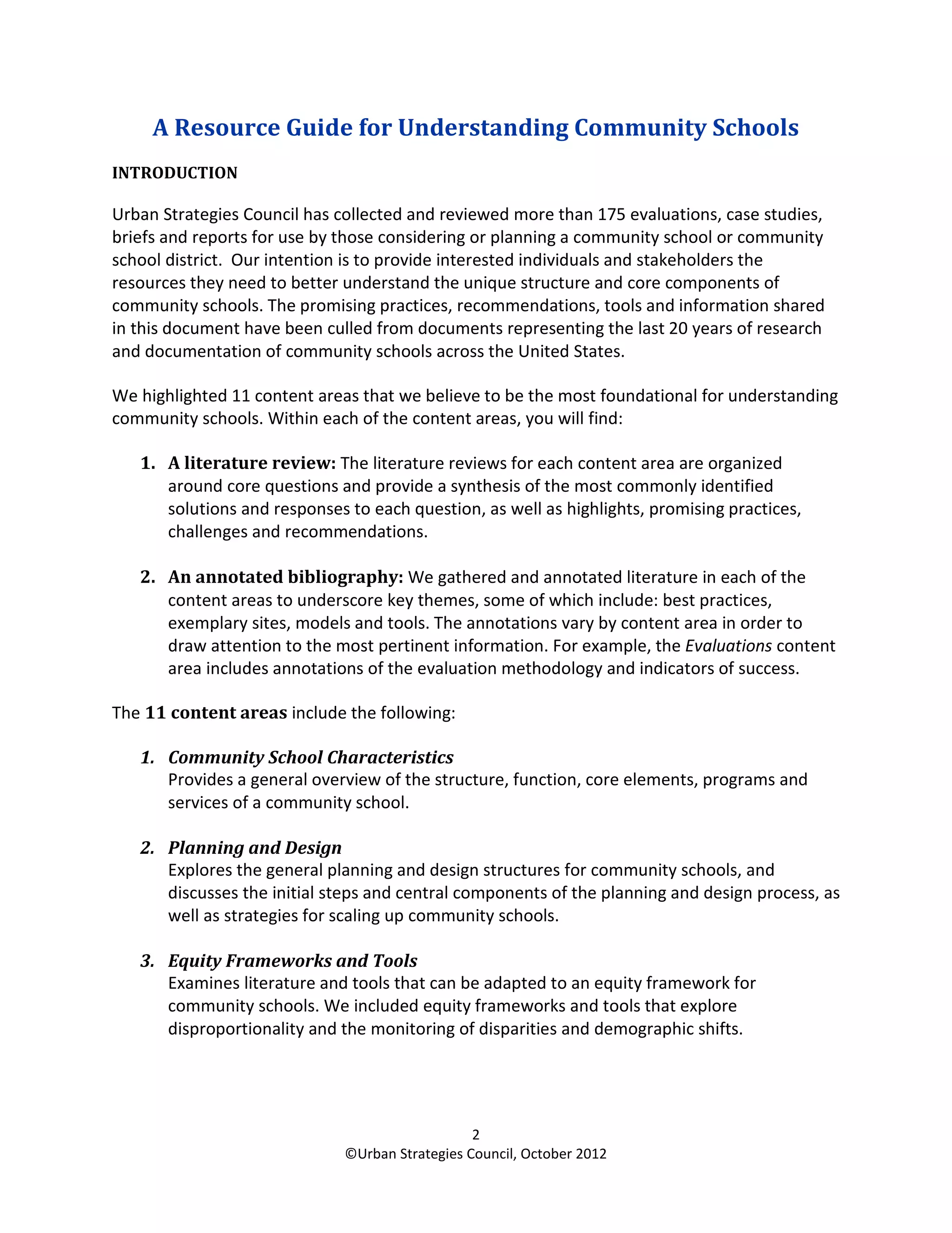 Community School Characteristics | PDF