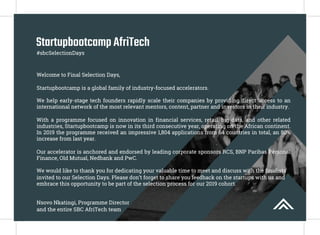 Startupbootcamp AfriTech Final Selection Days 2019 | PPT