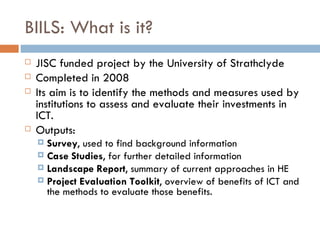 BIILS, HILDA and the JISC infoNet Impact Calculator | PPT