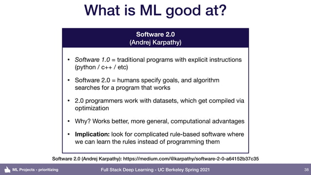 Lecture 5: ML Projects (Full Stack Deep Learning - Spring 2021) | PPT