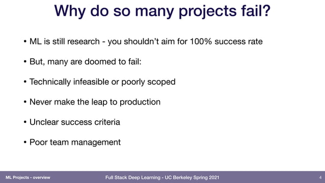 Lecture 5: ML Projects (Full Stack Deep Learning - Spring 2021) | PPT