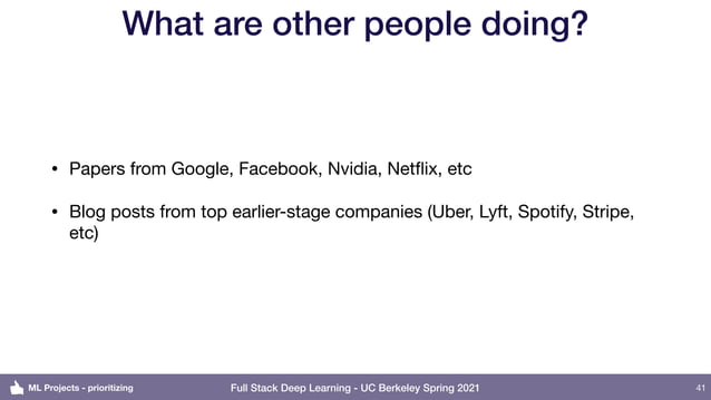 Lecture 5: ML Projects (Full Stack Deep Learning - Spring 2021) | PPT