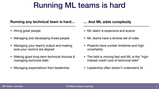 Machine Learning Teams - Full Stack Deep Learning | PPT