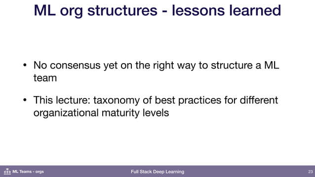 Machine Learning Teams - Full Stack Deep Learning | PPT