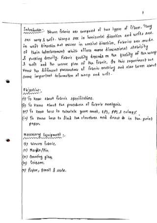 Fsd lab 01 study on woven fabric analysis | PDF