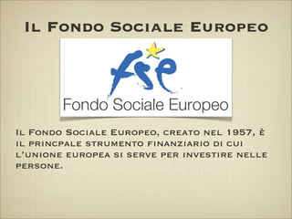 FSE - Fondo Sociale Europeo | PDF