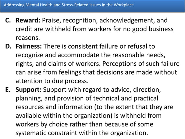 Fseap - mental health in the workplace presentation | PDF | Wellness ...