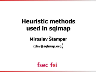 Heuristic methods used in sqlmap | PDF