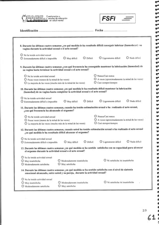 Fsfi funcionamiento sexual femenino | PDF