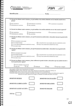 Fsfi funcionamiento sexual femenino | PDF