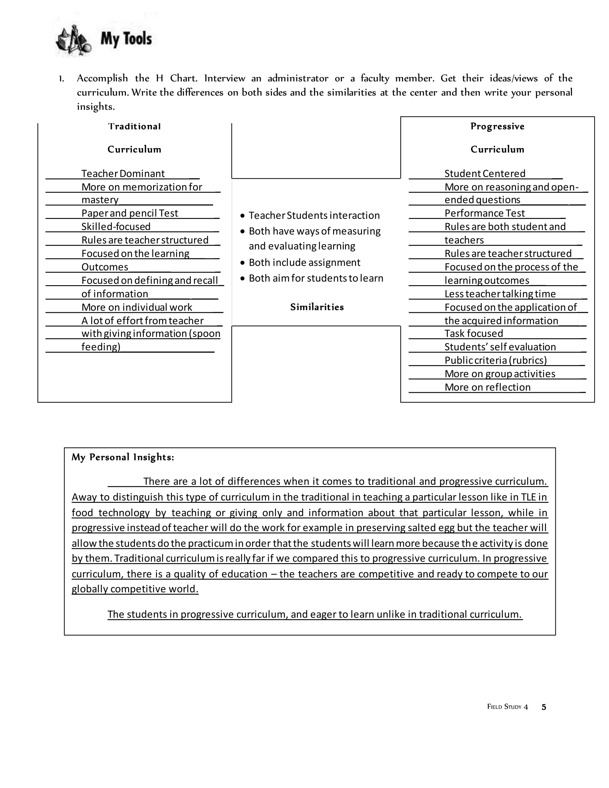 Field Study 4 Exploring the Curriculum | DOCX