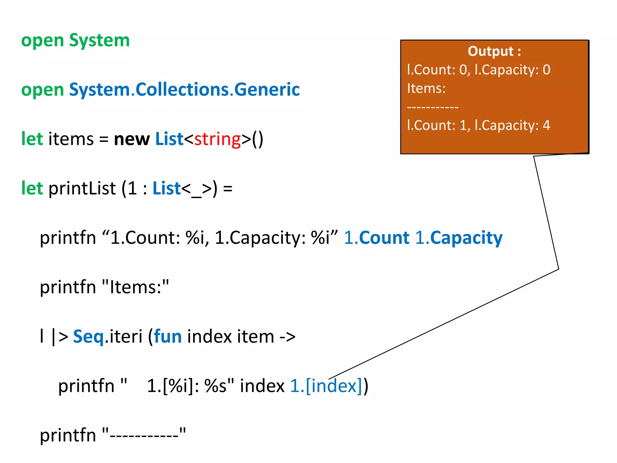 F sharp lists & dictionary | PPT