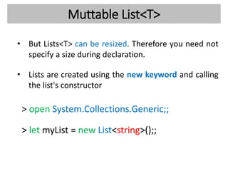 F sharp lists & dictionary | PPT