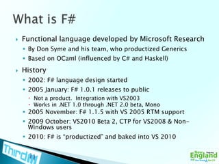 Introduction to F# | PPTX | Programming Languages | Computing