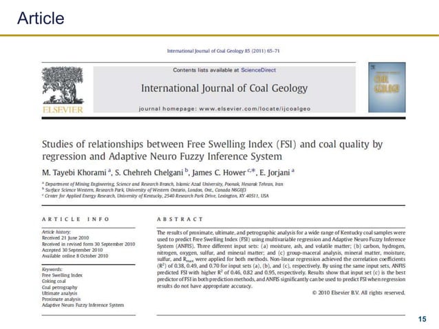 Prediction of Coal Free-Swelling Index (FSI) using Mathematical Modelling | PPT