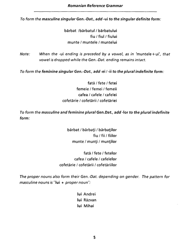 Romanian Reference Grammar | PDF