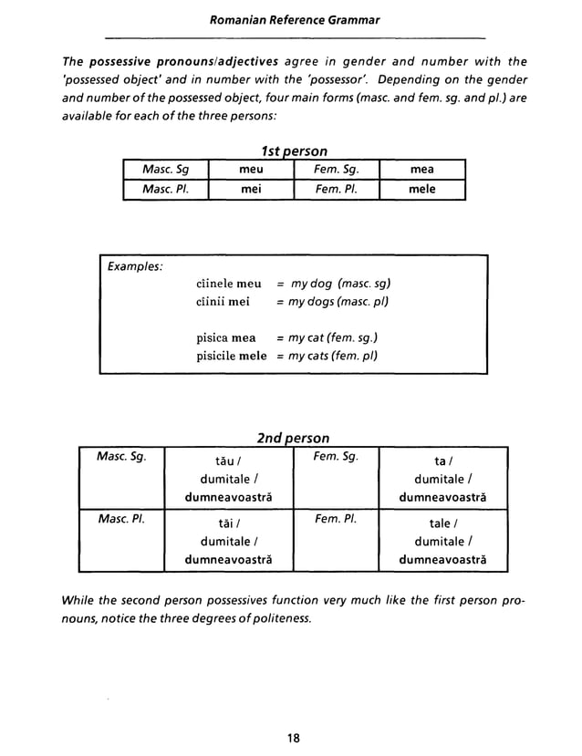 Romanian Reference Grammar | PDF