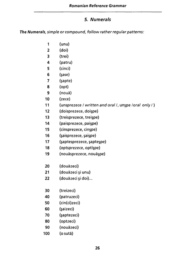 Romanian Reference Grammar | PDF