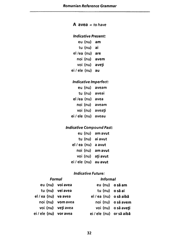 Romanian Reference Grammar | PDF