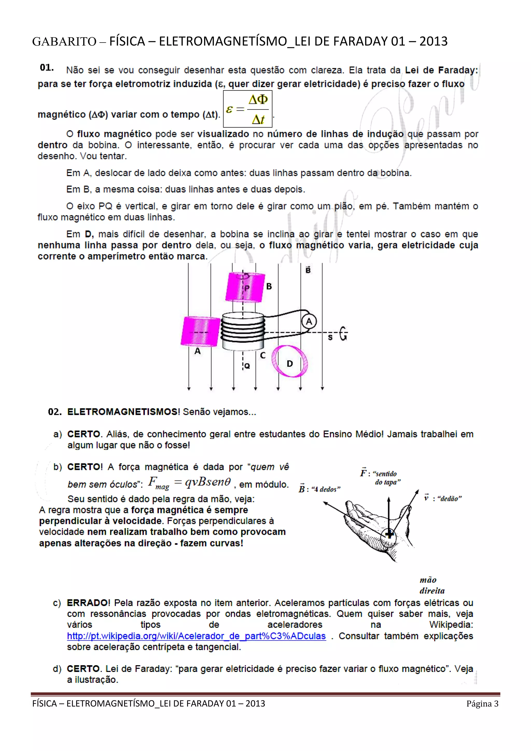 Física – eletromagnetísmo lei de faraday 01 – 2013 | PDF