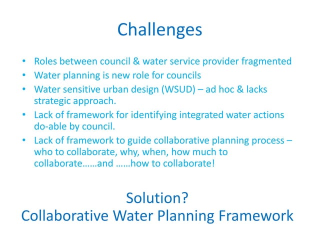 FSI collaborative water planning framework | PDF