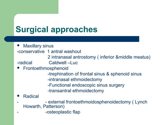 surgical management of sinusitis | PPT | Death, Injury, or Military ...