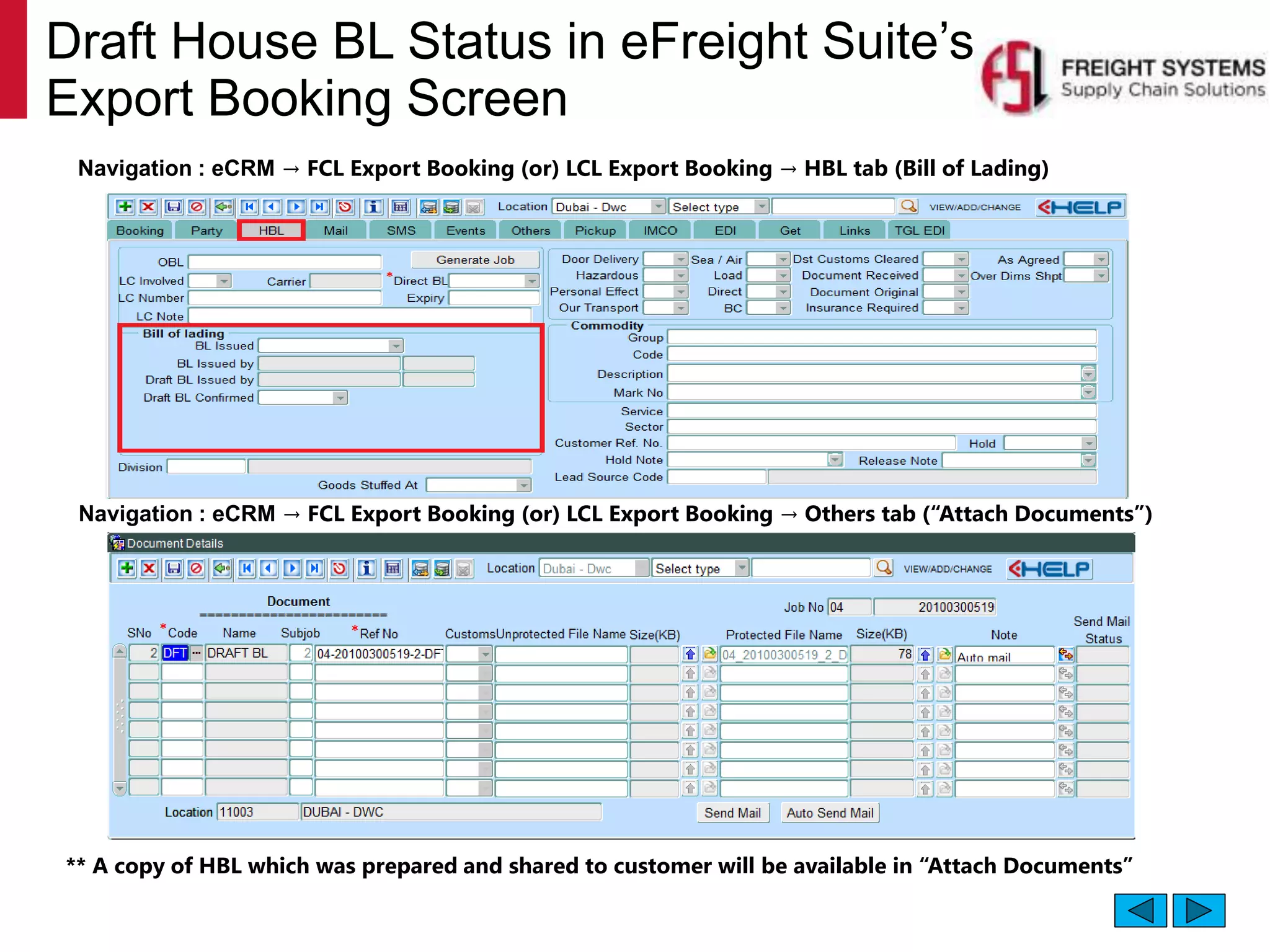 FSL Ocean Export Documentation v2.1 | PPTX