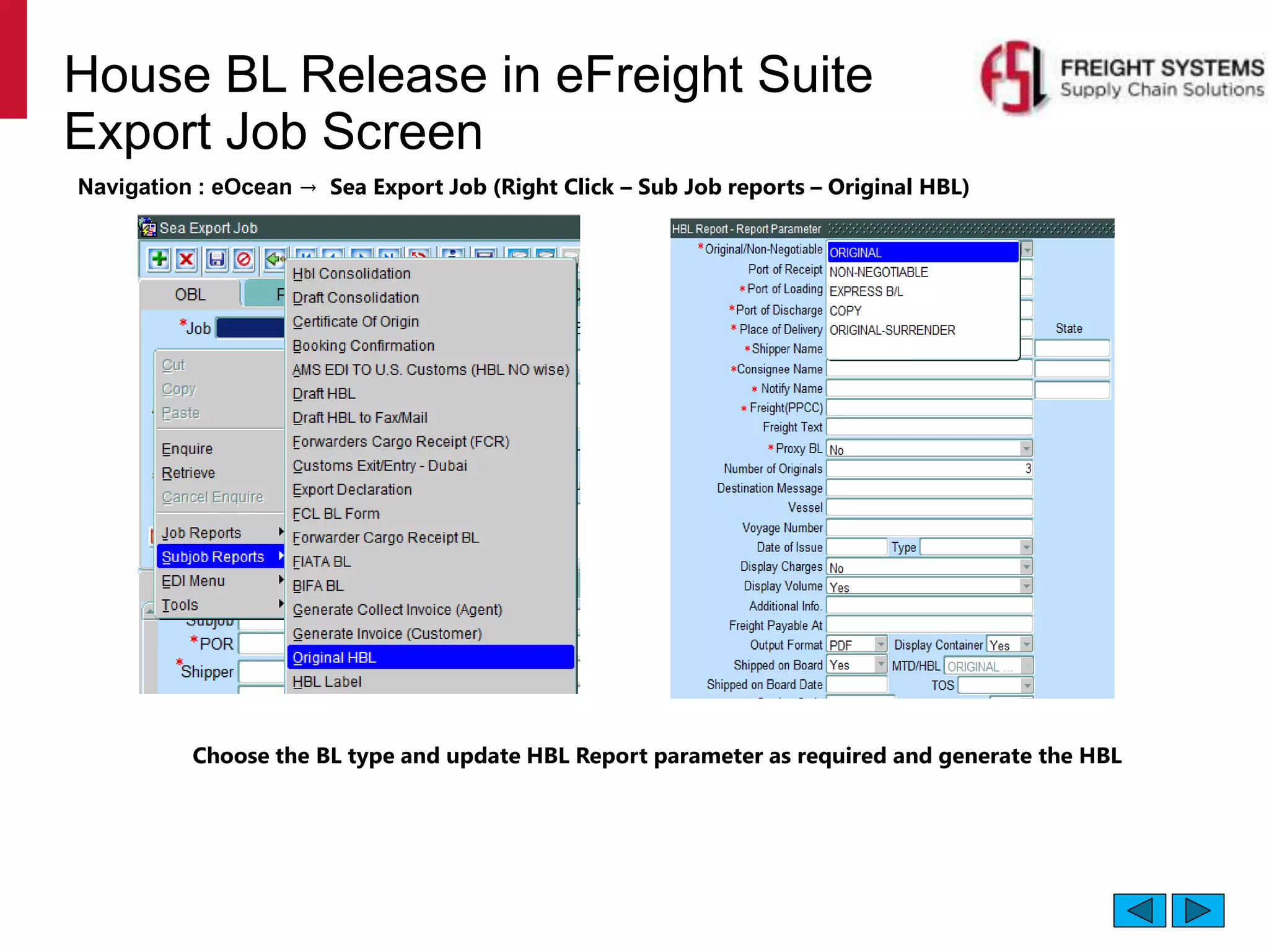FSL Ocean Export Documentation v2.1 | PPTX