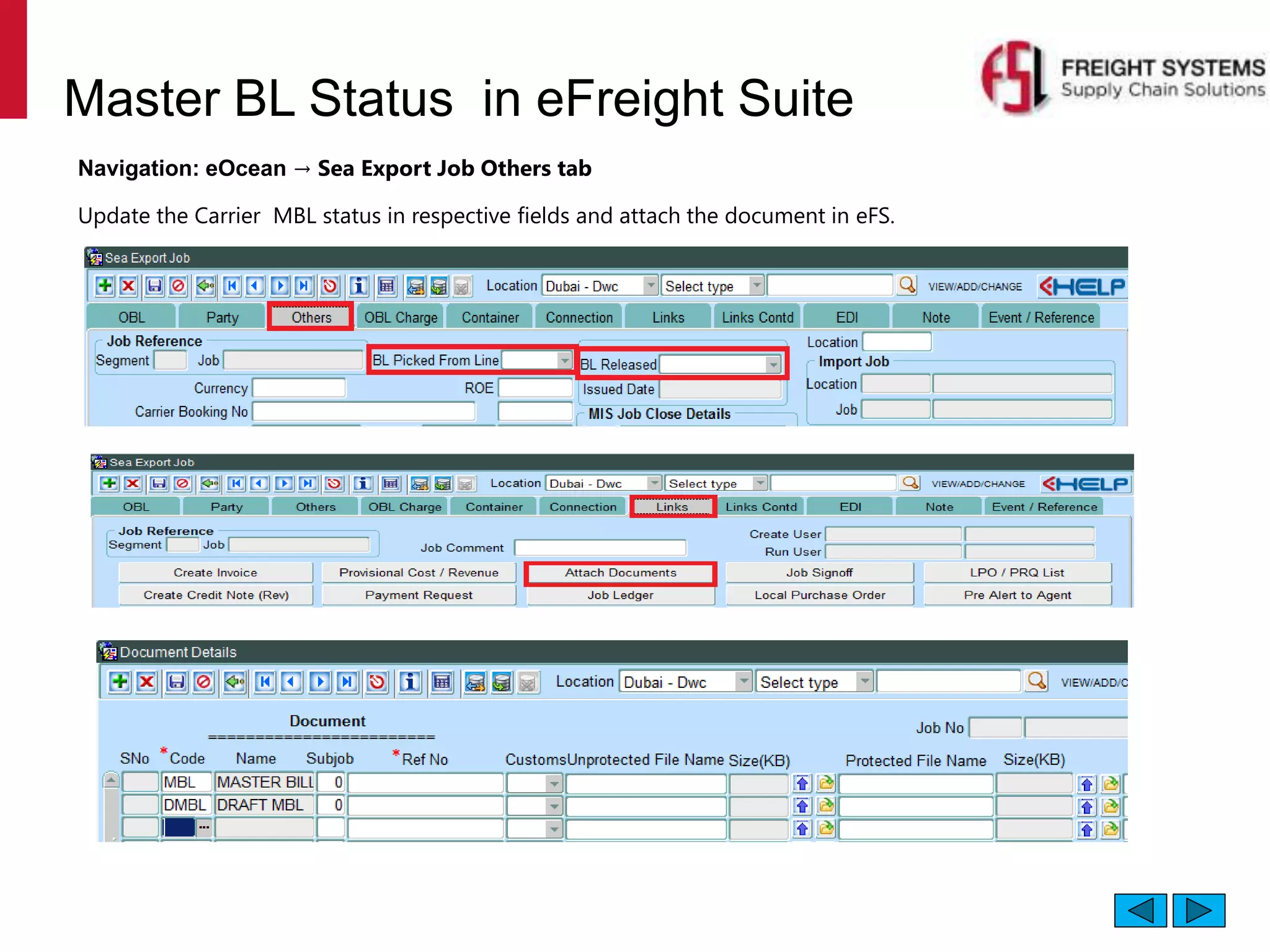 FSL Ocean Export Documentation v2.1 | PPTX