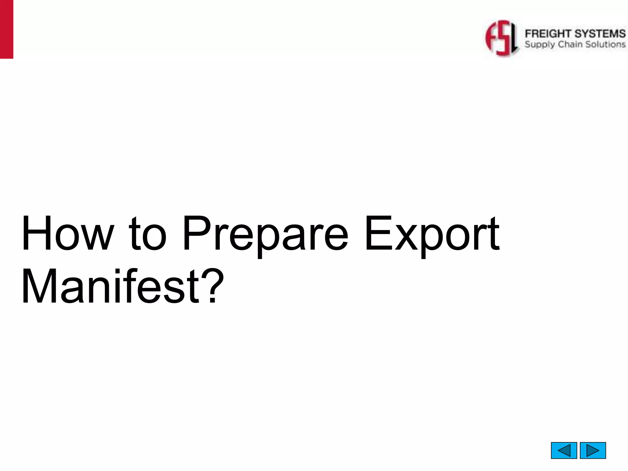 FSL Ocean Export Documentation v2.1 | PPTX