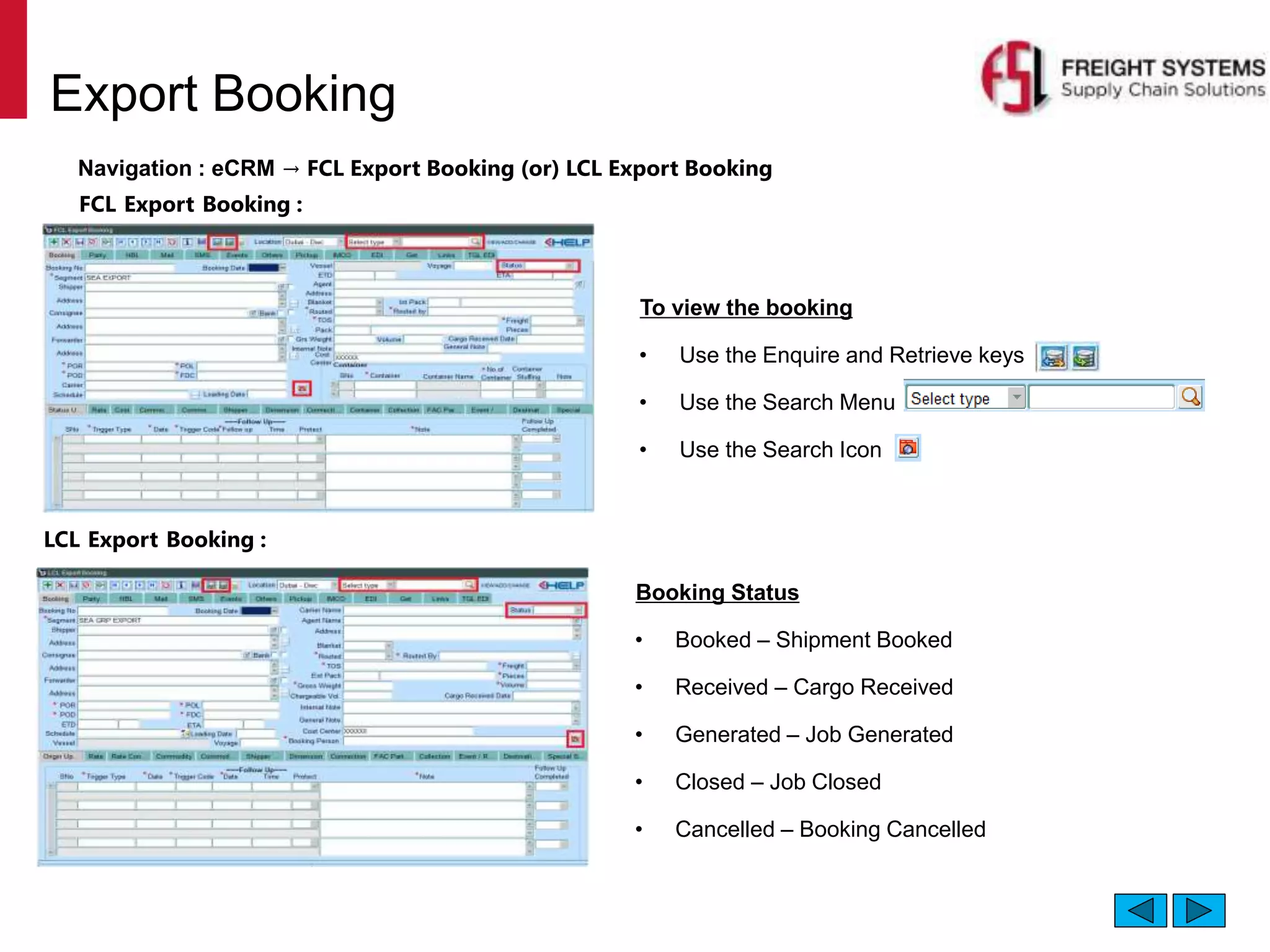FSL Ocean Export Documentation v2.1 | PPTX