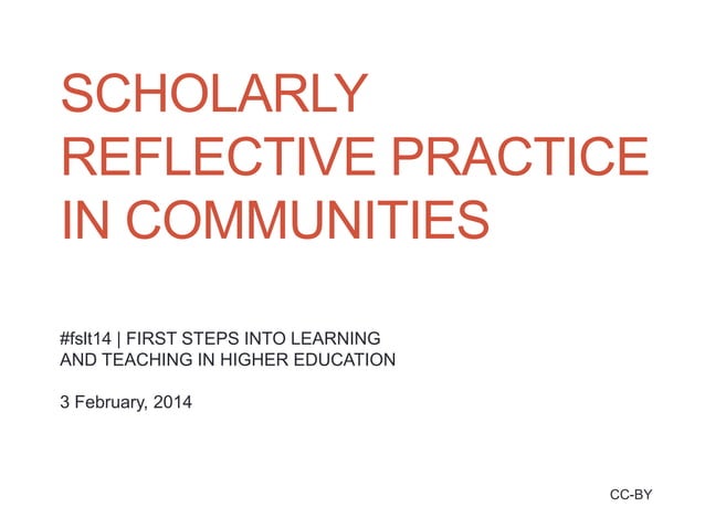 Scholarly Reflective Practice in Communities | PPT Scholarly Reflective Practice in Communities | PPT